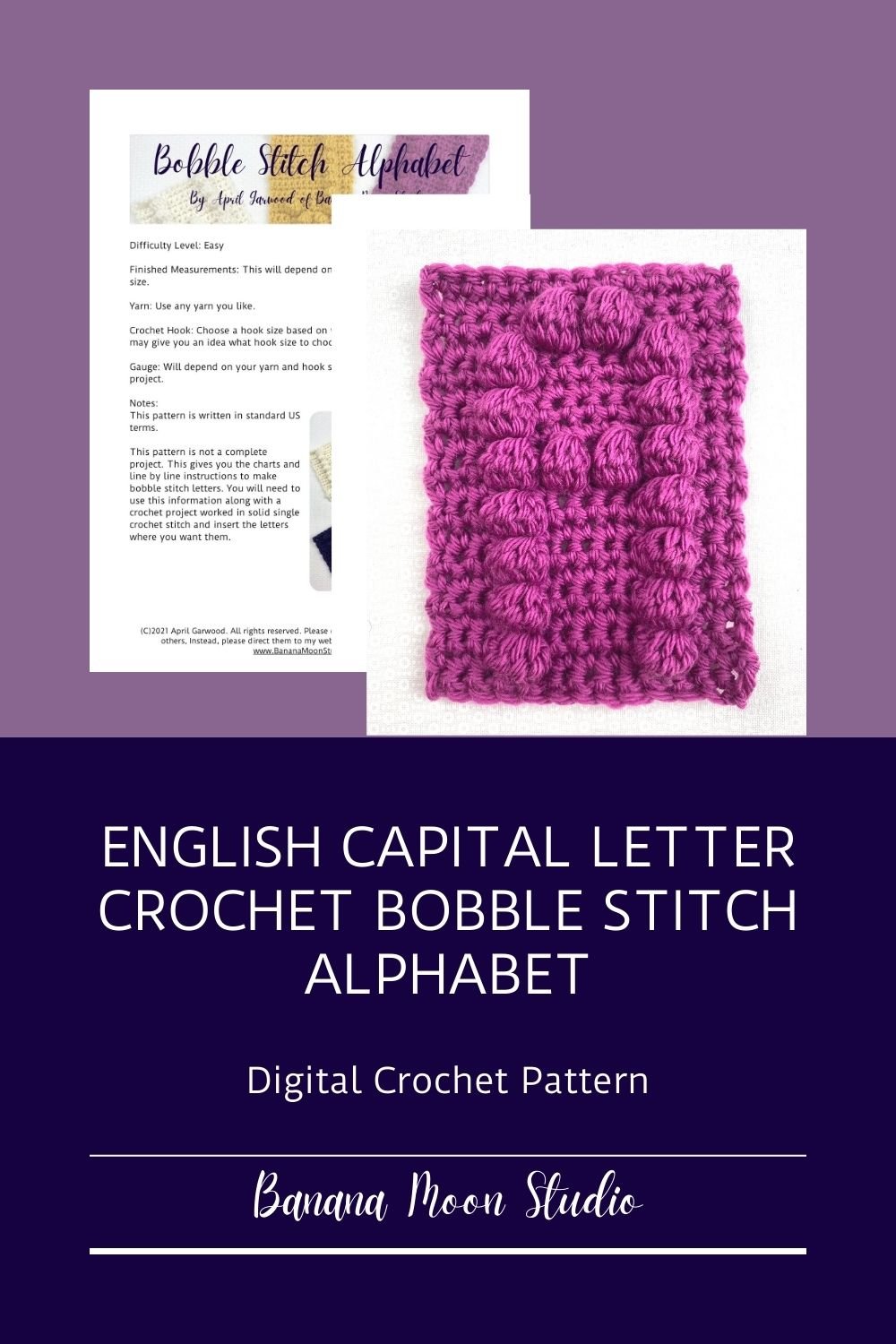 26 Capital Crochet Bobble Stitch Letters • Banana Moon Studio