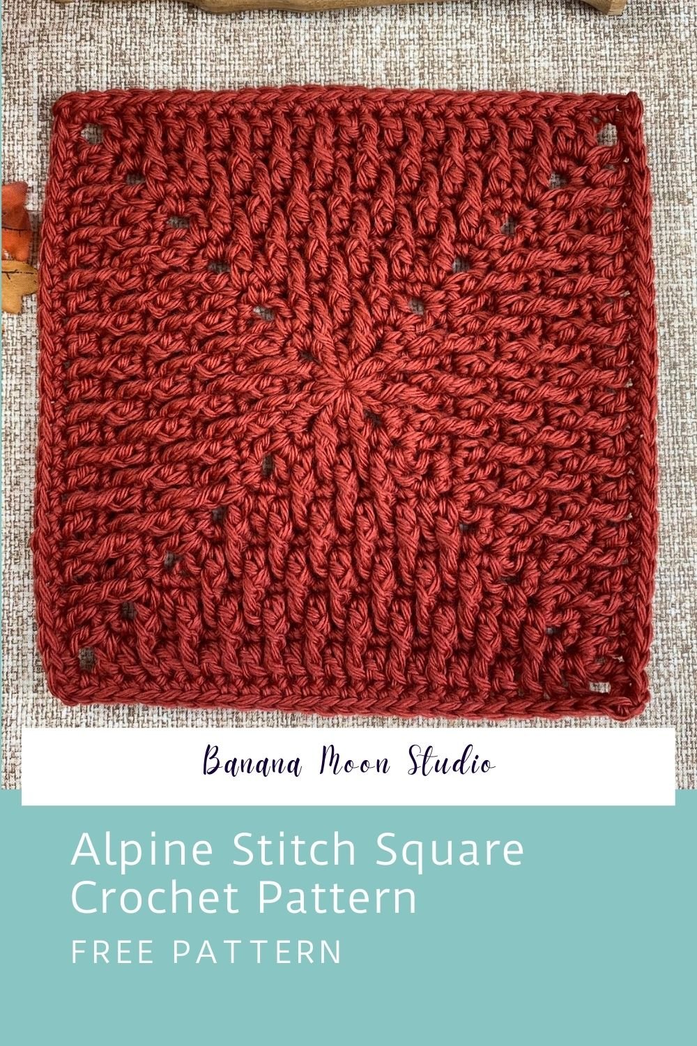 Free Alpine Stitch Crochet Blanket Square • Banana Moon Studio