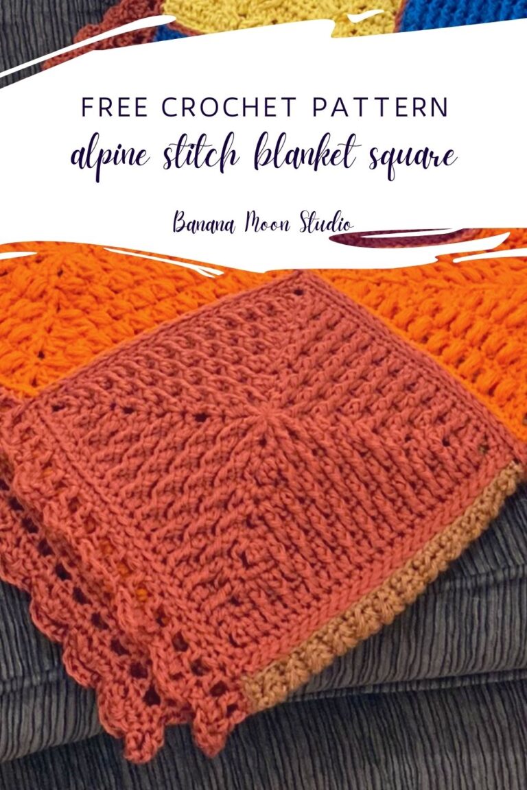 Free Alpine Stitch Crochet Blanket Square • Banana Moon Studio