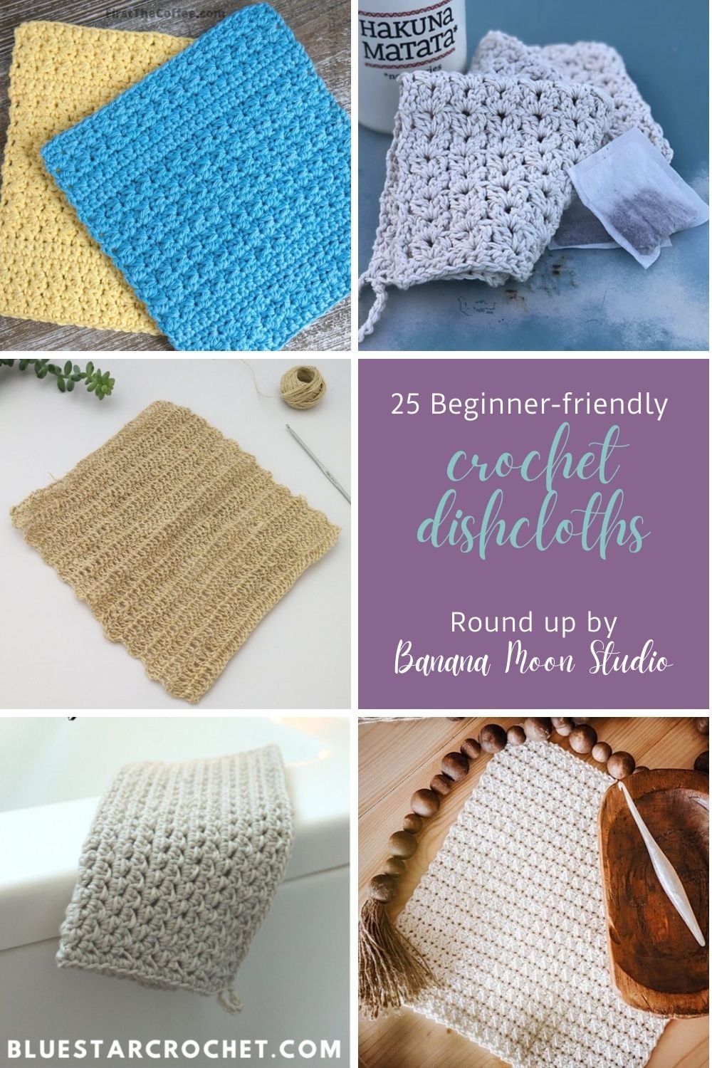 25 Crochet Dishcloth Patterns for Beginners • Banana Moon Studio