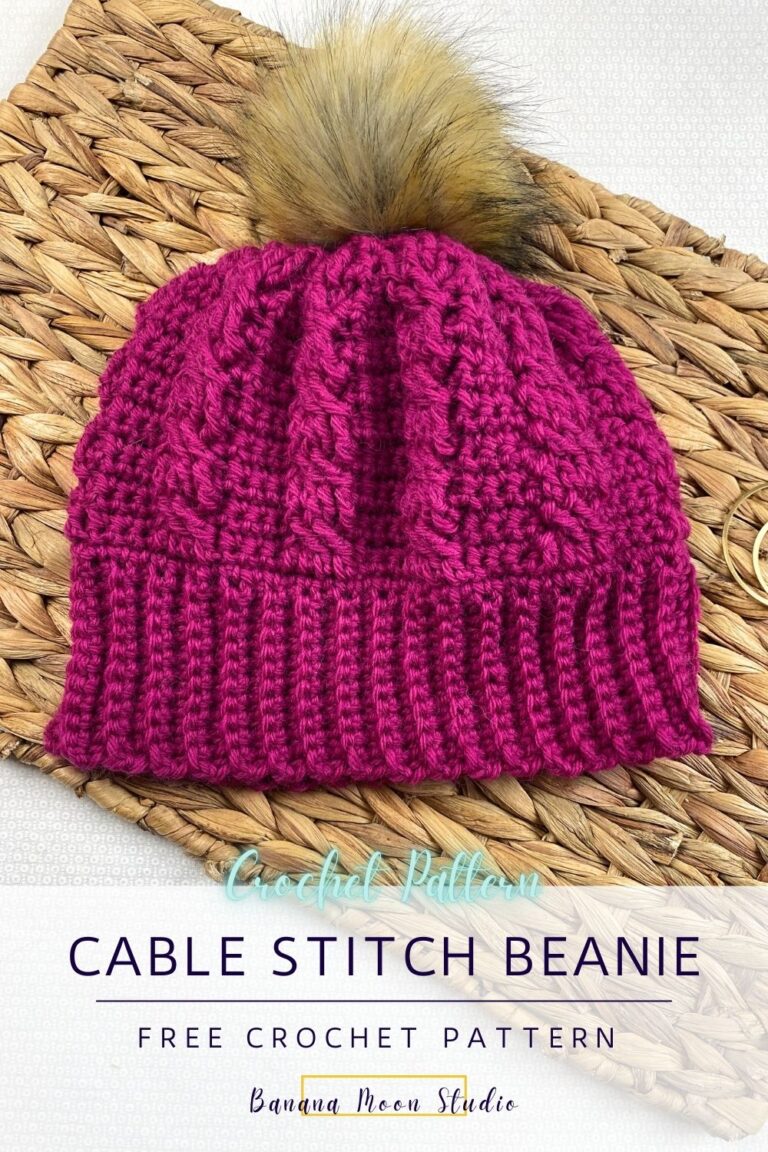 Free Crochet Cable Stitch Hat Pattern in 4 Sizes • Banana Moon Studio